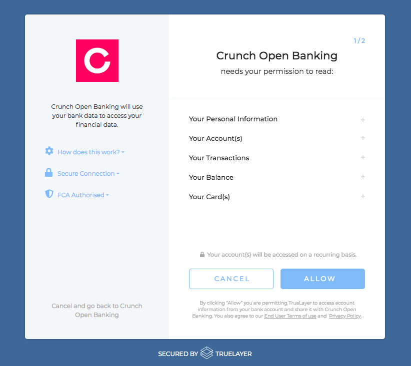 Setting up your Open Banking connection with Crunch | Crunch